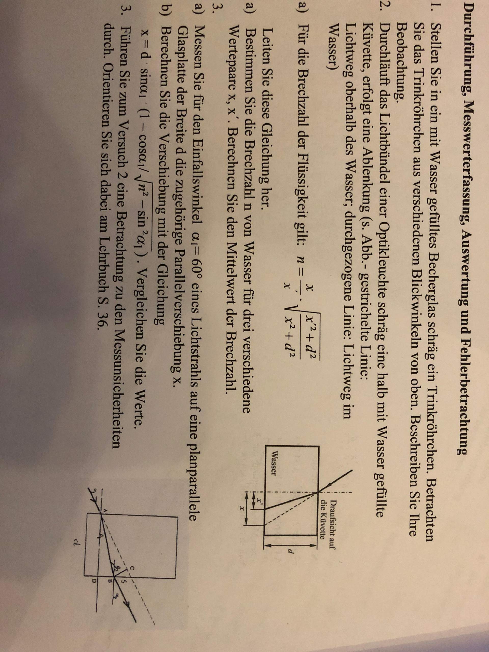 Bestimmung der Brechzahl? (Physik, Brechung)