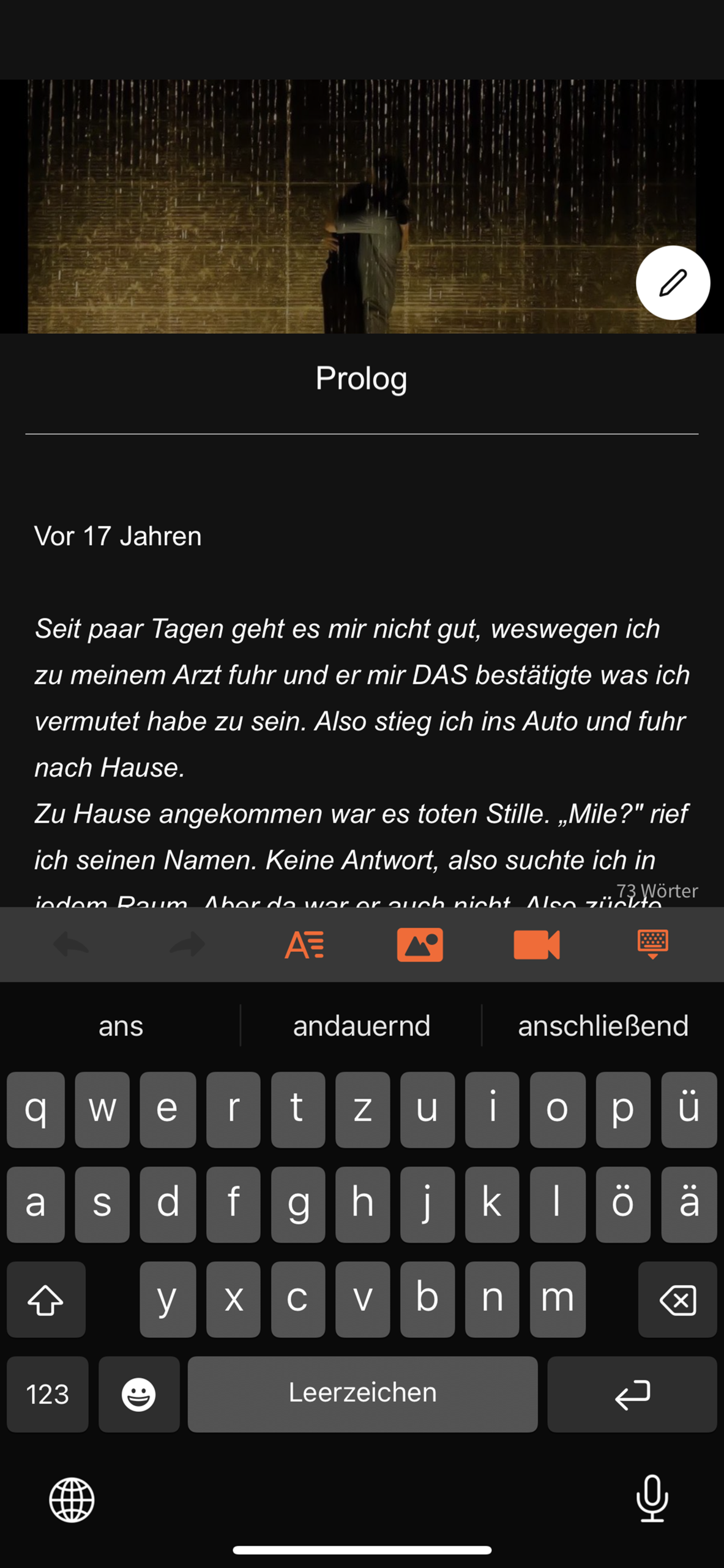 Bin grade an einer Geschichte dran auf Wattpad aber wenn ich anfange zu ...