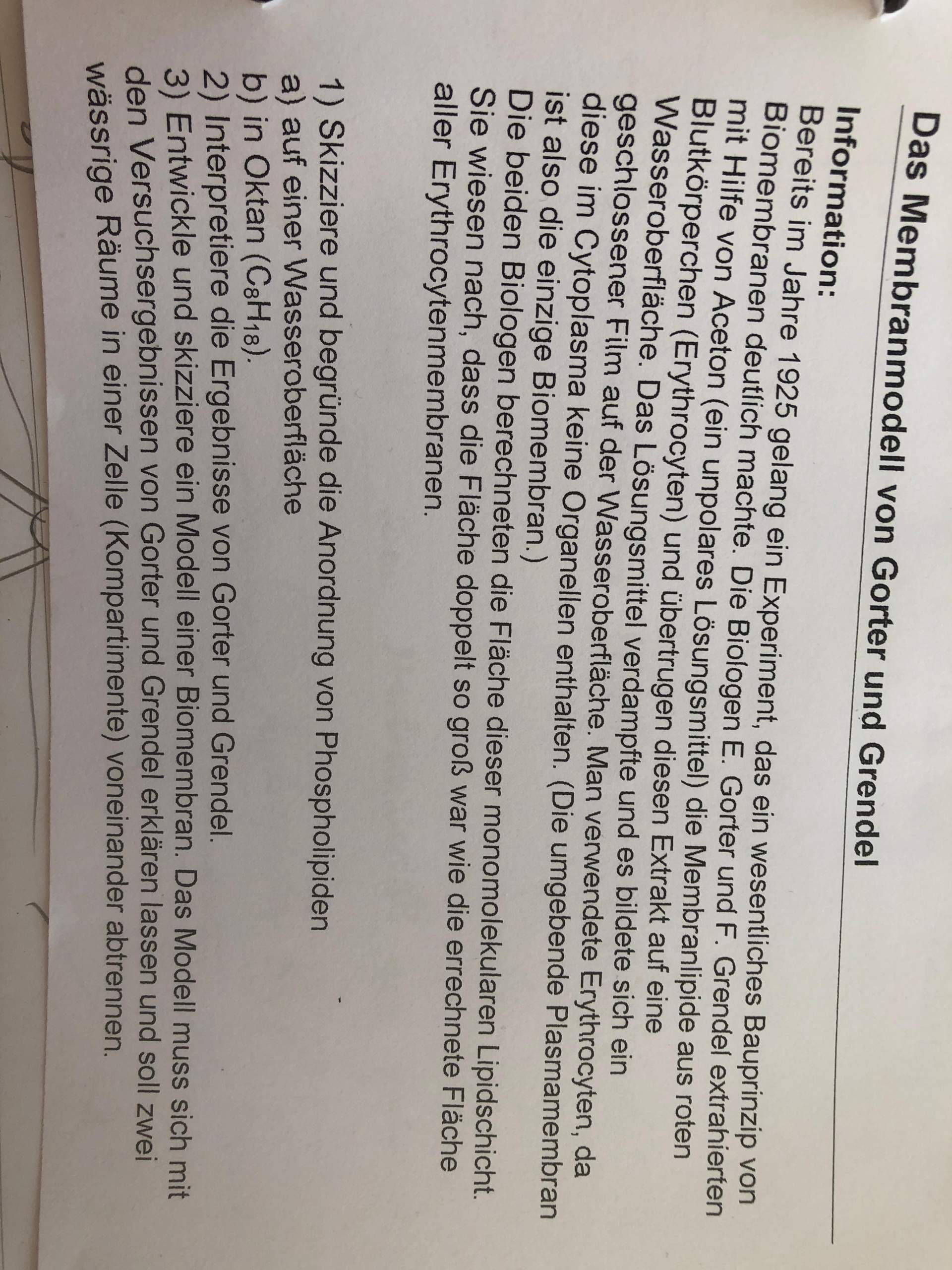 Biologie, Mebranmodell von Gorter und Grendel?