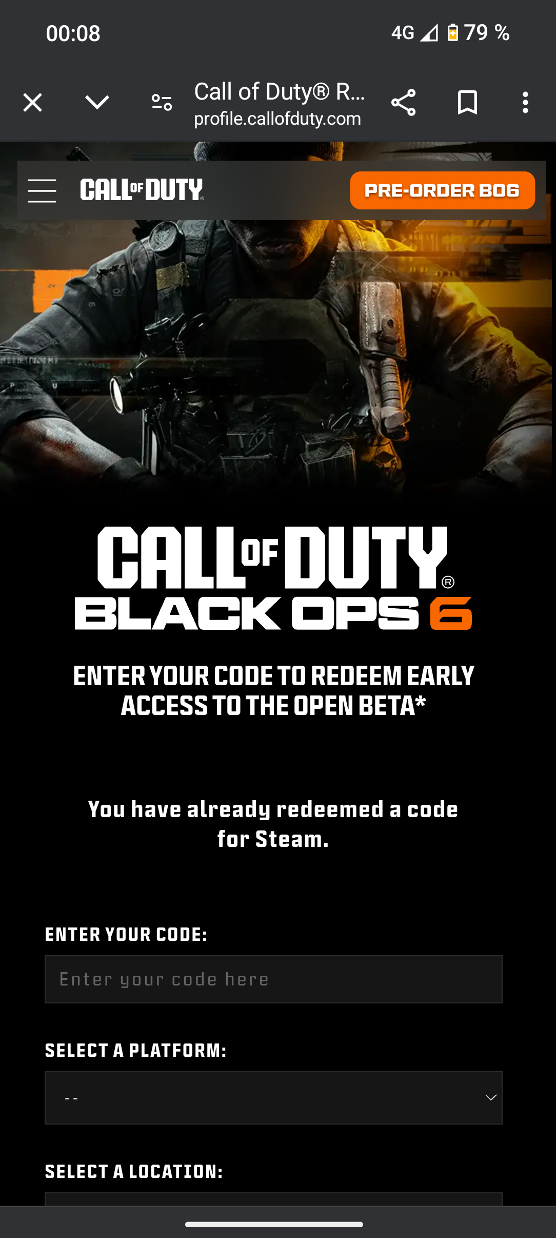 Black ops 6 early Beta code? (PC, Steam, Call of Duty)