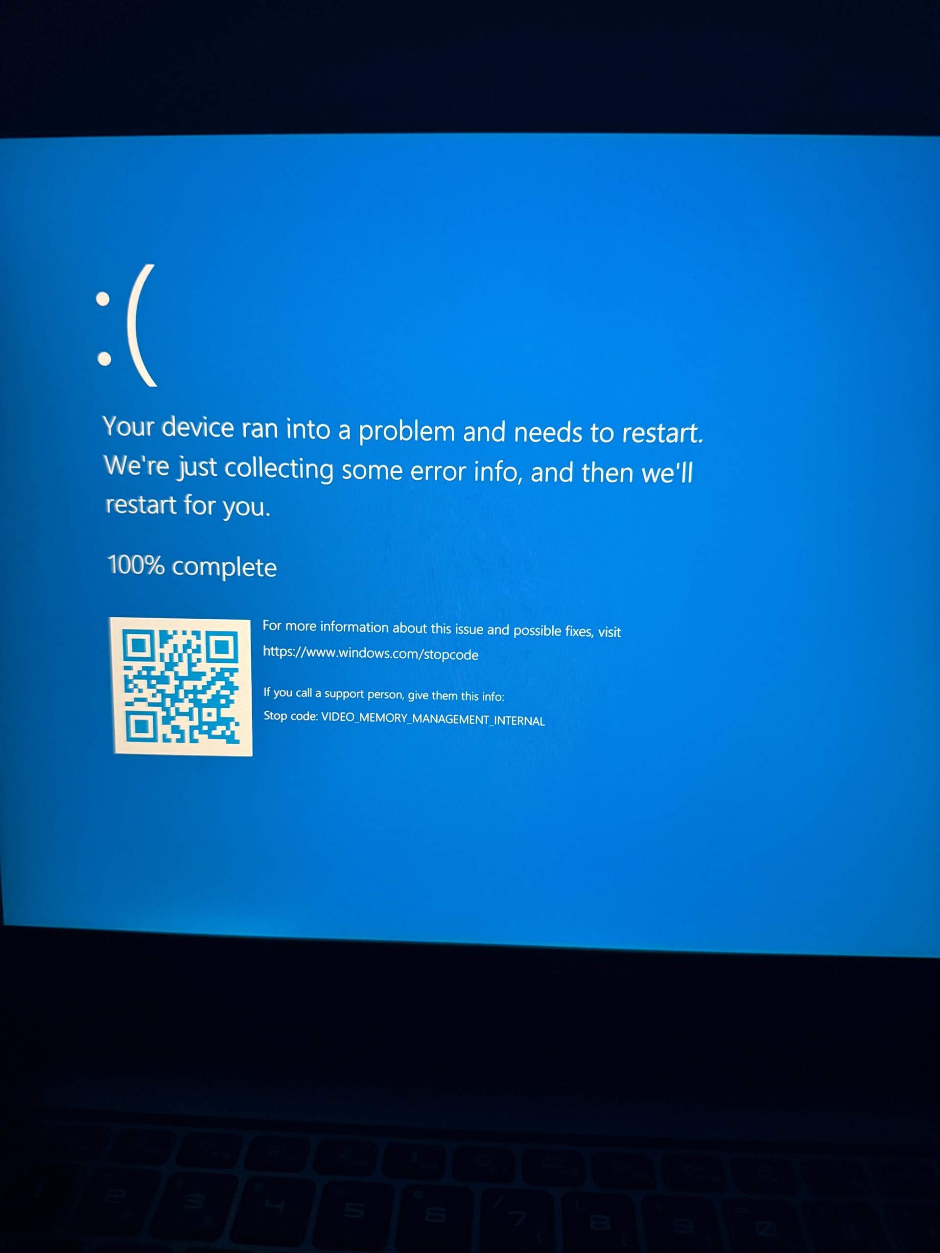 Blue screen of Death Video Memory Management Internal failure? Wie ...