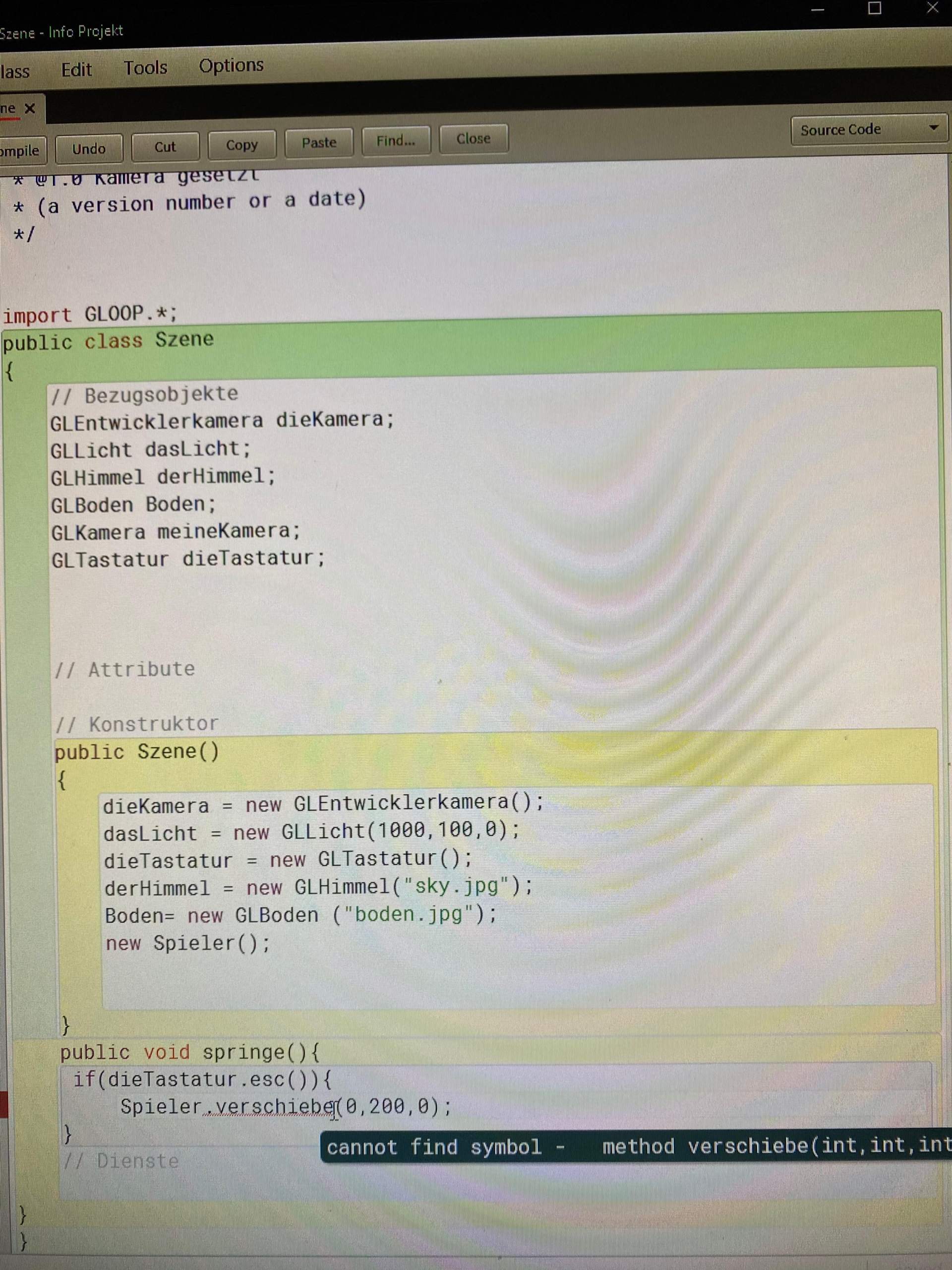 Bluej Gloop Java Cannot Find Symbol Method Problem Computer Programmieren Informatik