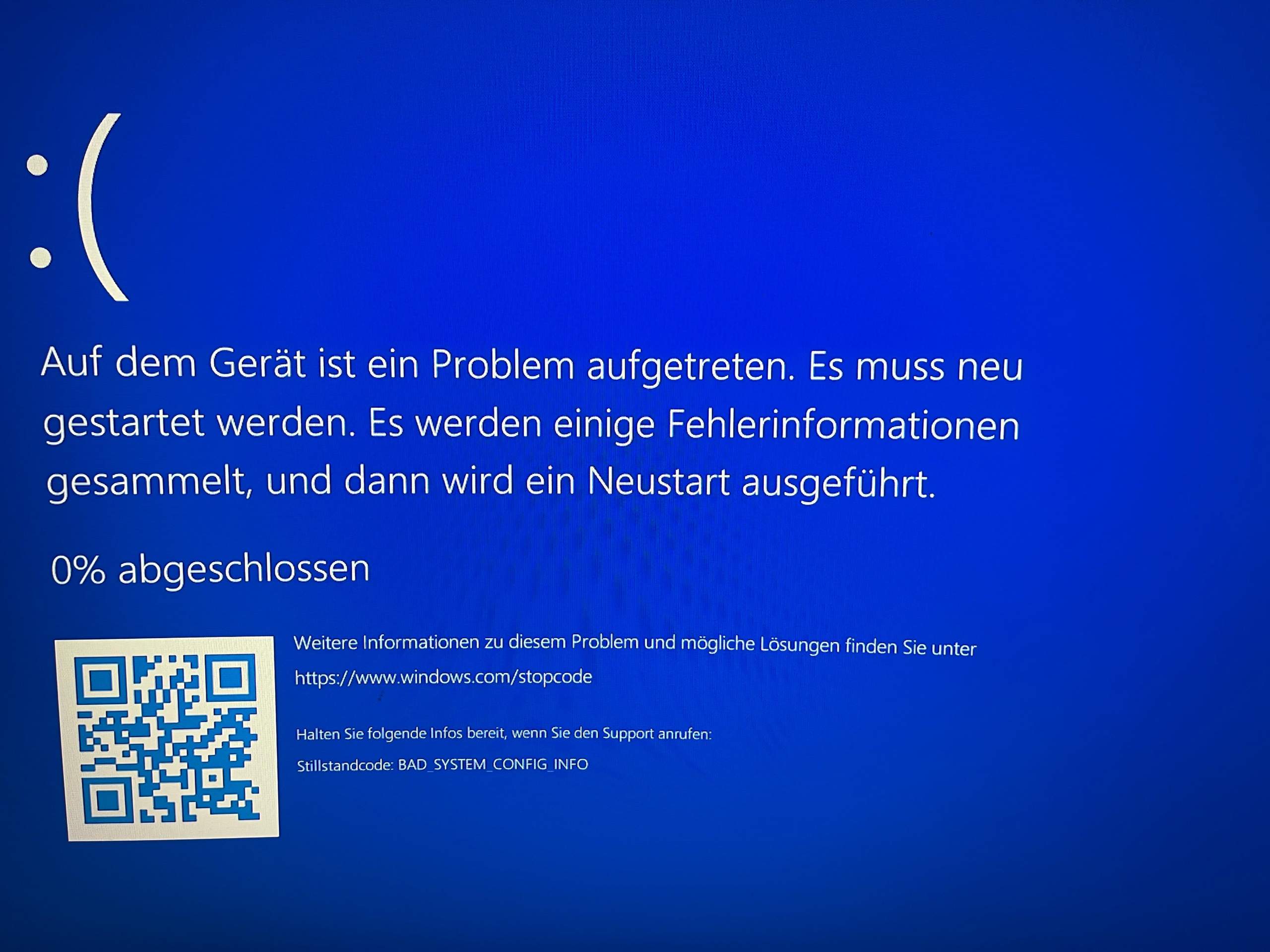 Bluescreen Bad System Config Info was tun? (Windows, Windows 10, Microsoft)