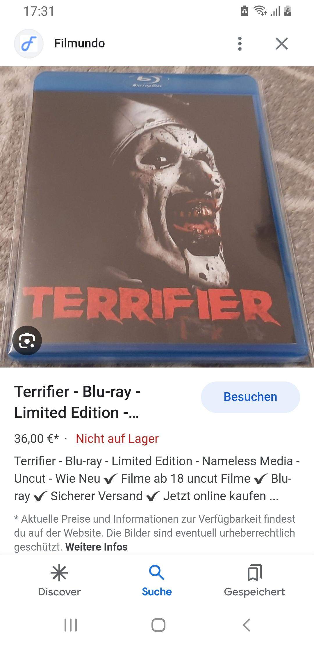 Bluray terrifer uncut? (Kino, DVD, Blu-ray)