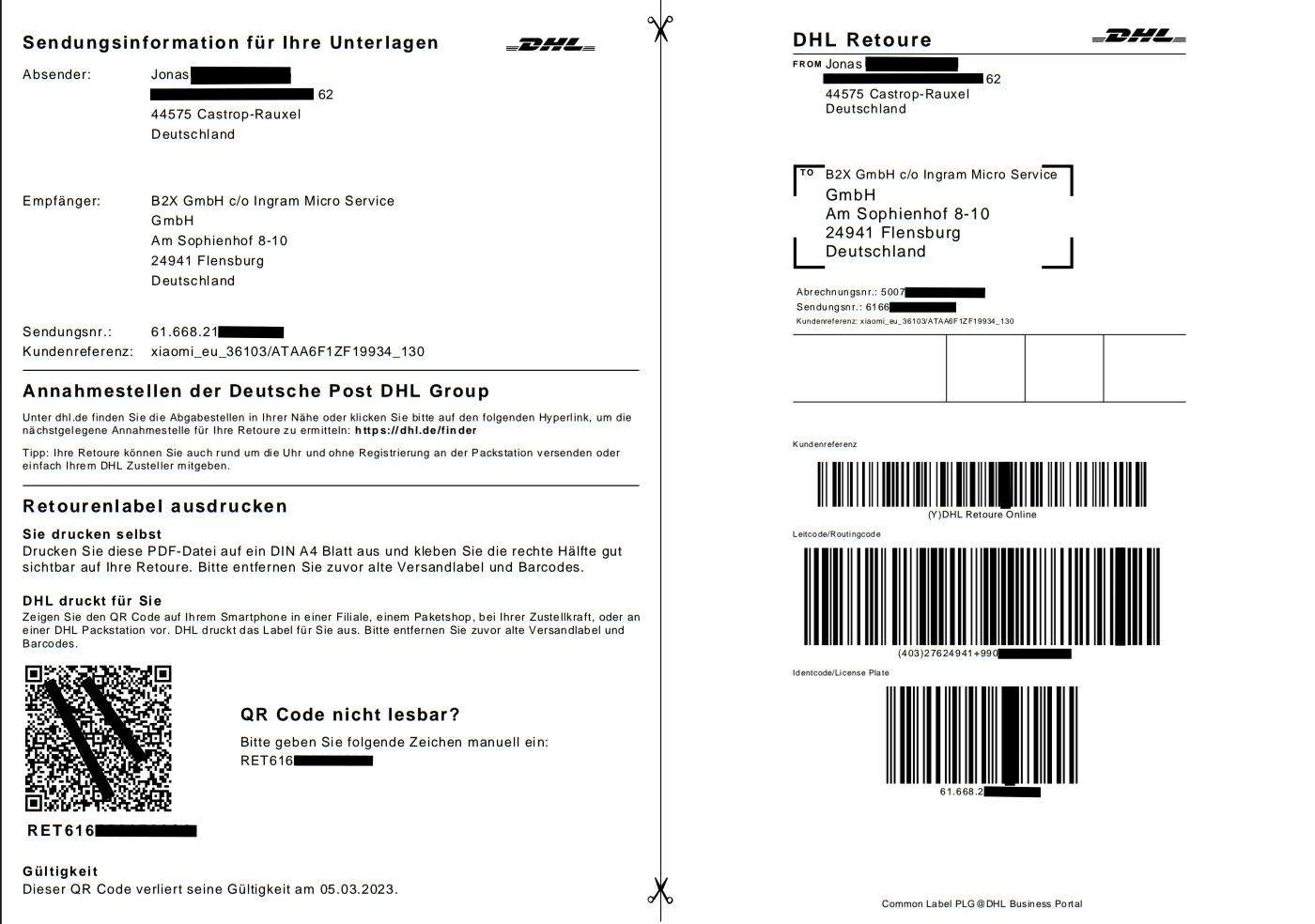 Braucht DHL diese Scancodes? (Versand, Paket, DHL Paket)