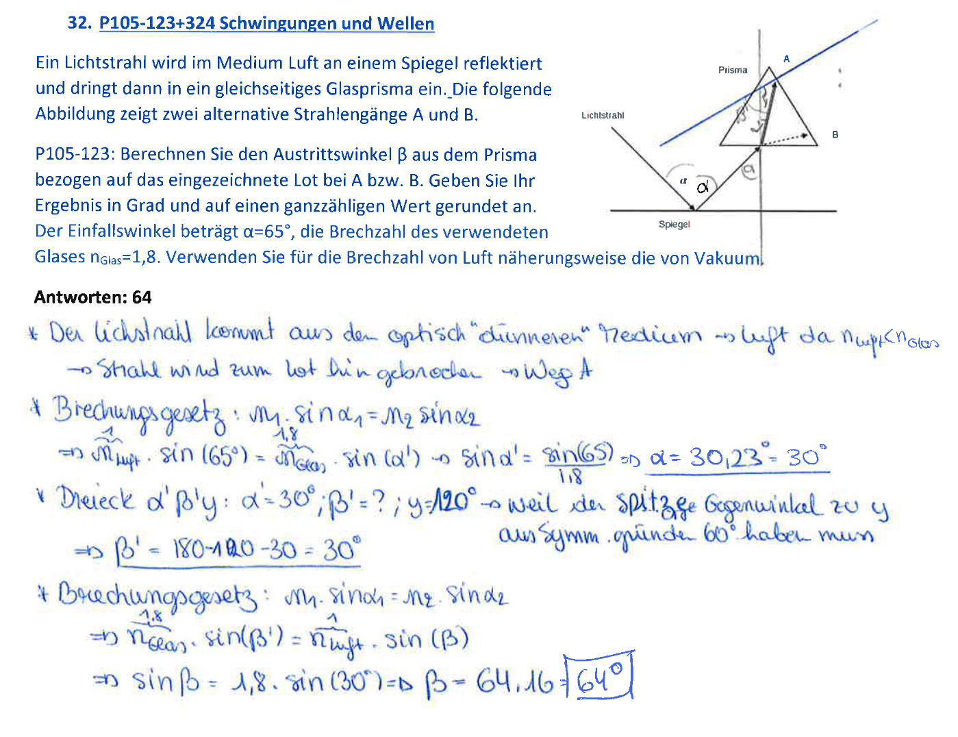 Brechungsgesetz Licht trifft in Medium? (Formel, Vektoren, Optik)