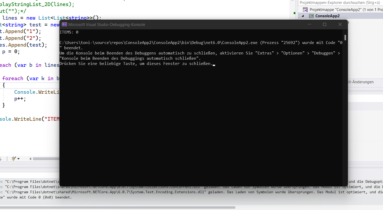 C#: Wie kann ich eine 2D-Liste ausgeben? (programmieren, C Sharp)