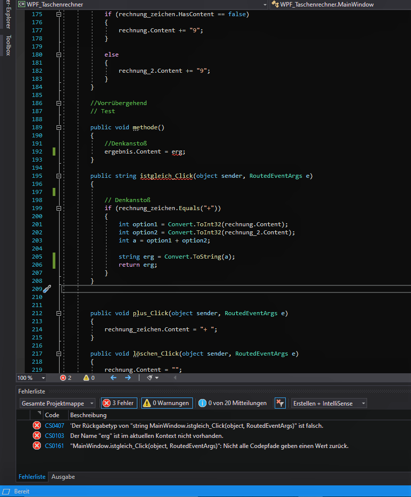 C# 'return' Fehlermeldung? (Computer, programmieren)