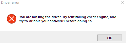 Cheat Engine Driver error? (Computer, Technik, Spiele und Gaming)