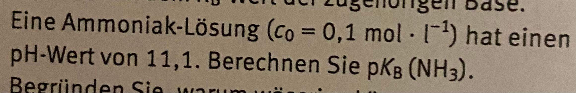 Chemie Base pKB Wert berechnen? (Wasser, Reaktion, Chemieunterricht)