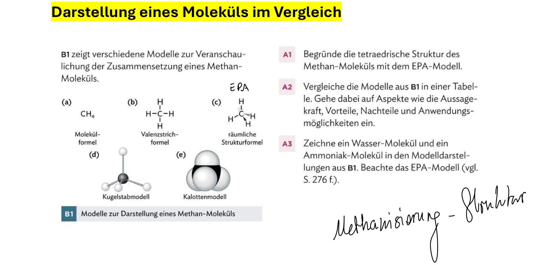 (Chemie) Darstellung eines Moleküls im Vergleich? (Reaktion, Atom ...