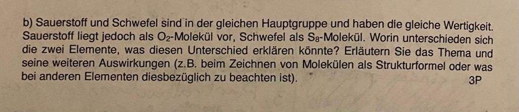 Chemie, O2 und S8? (Formel, Moleküle, Sauerstoff)