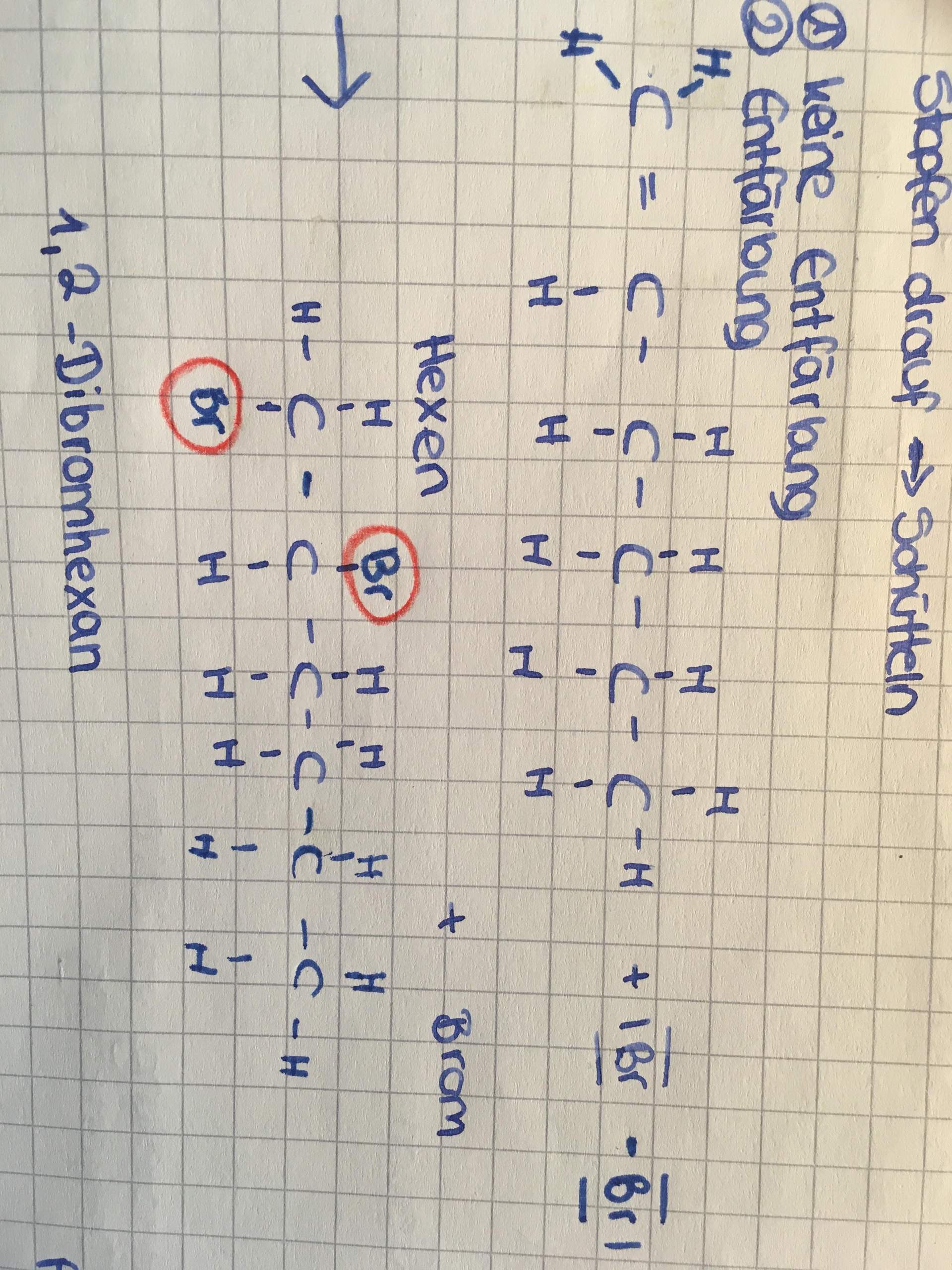 Chemie/ Strukturformel von Brom und Hexen? (Schule)