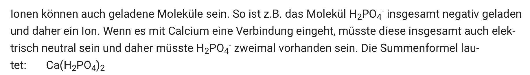 [Chemie] Summenformel von geladenen Molekülen? (Formel, Atom ...