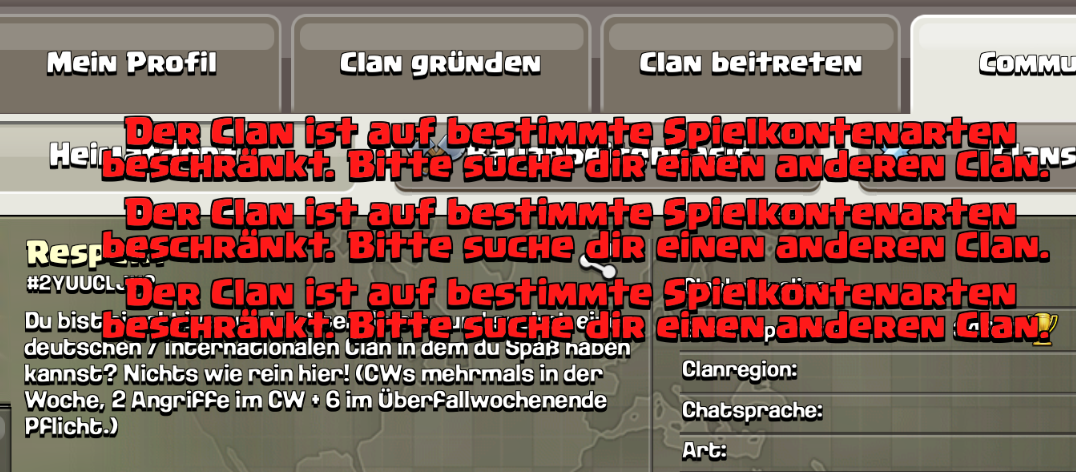 Clash of Clans | Der Clan ist auf bestimmte spielkontenarten beschränkt? (iOS, Supercell)