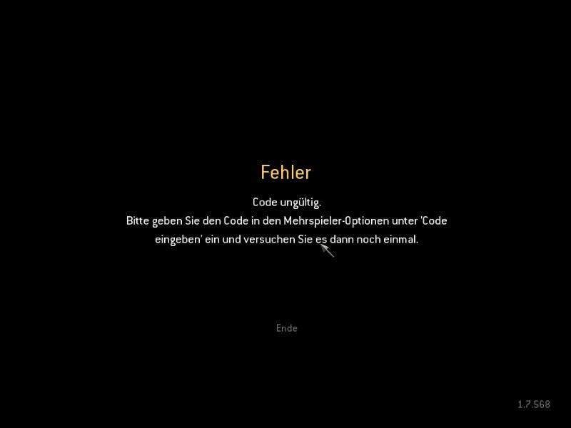 CoD 4 : Code ungültig (Spiele, Call of Duty, Fehler)