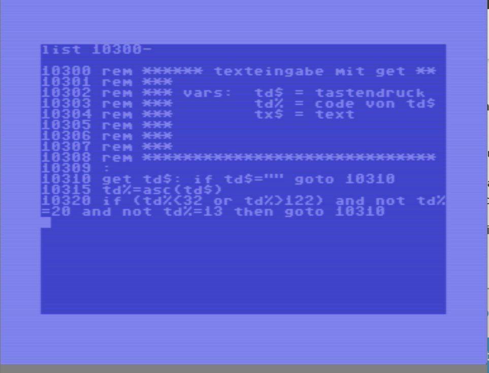 Commodore 64 Basic - Texteingabe mit GET? (Programmiersprache)