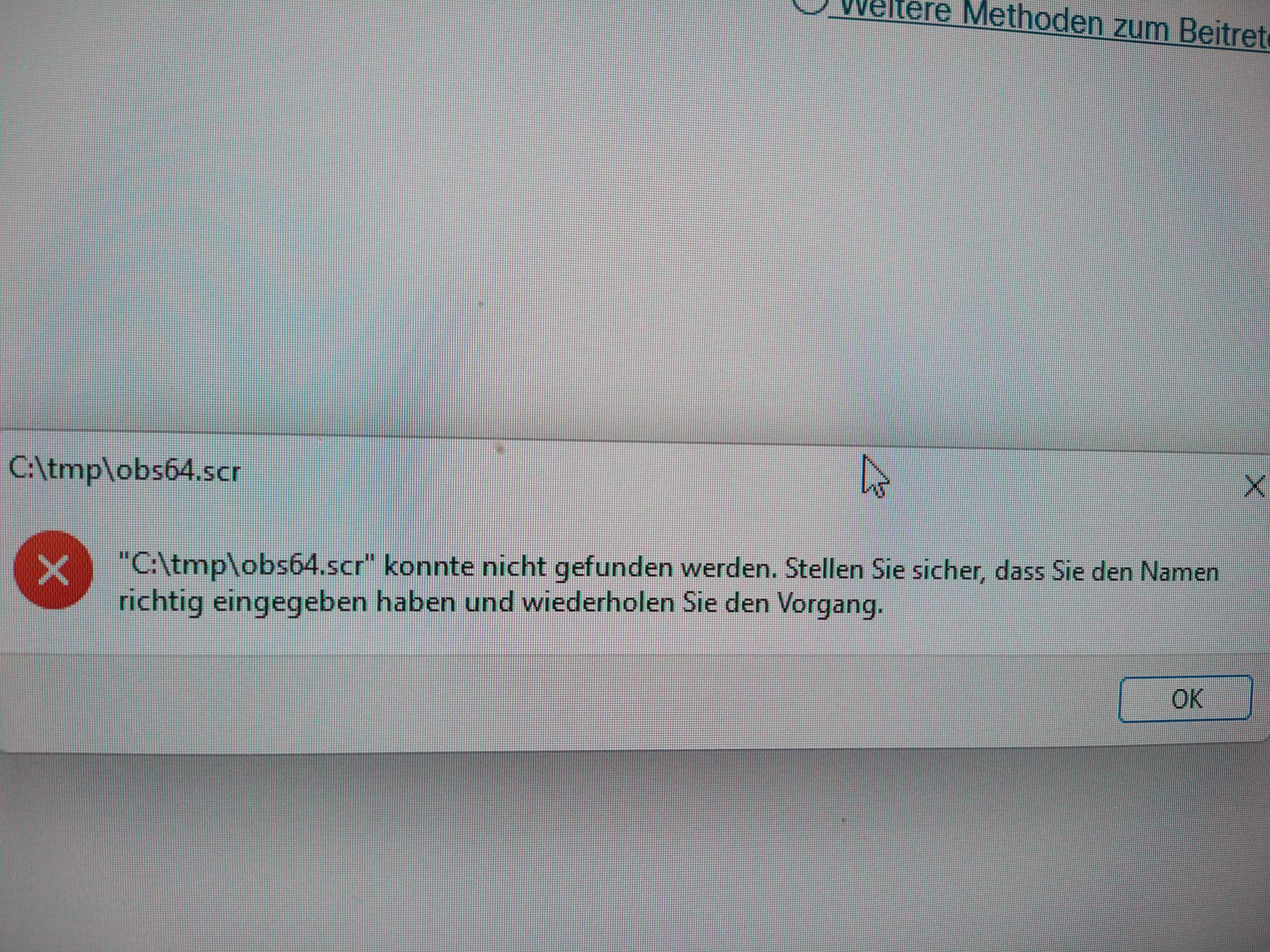 C:\tmp\obs64.scr warnung jede 10 min? (Windows, Virus, virus entfernen)