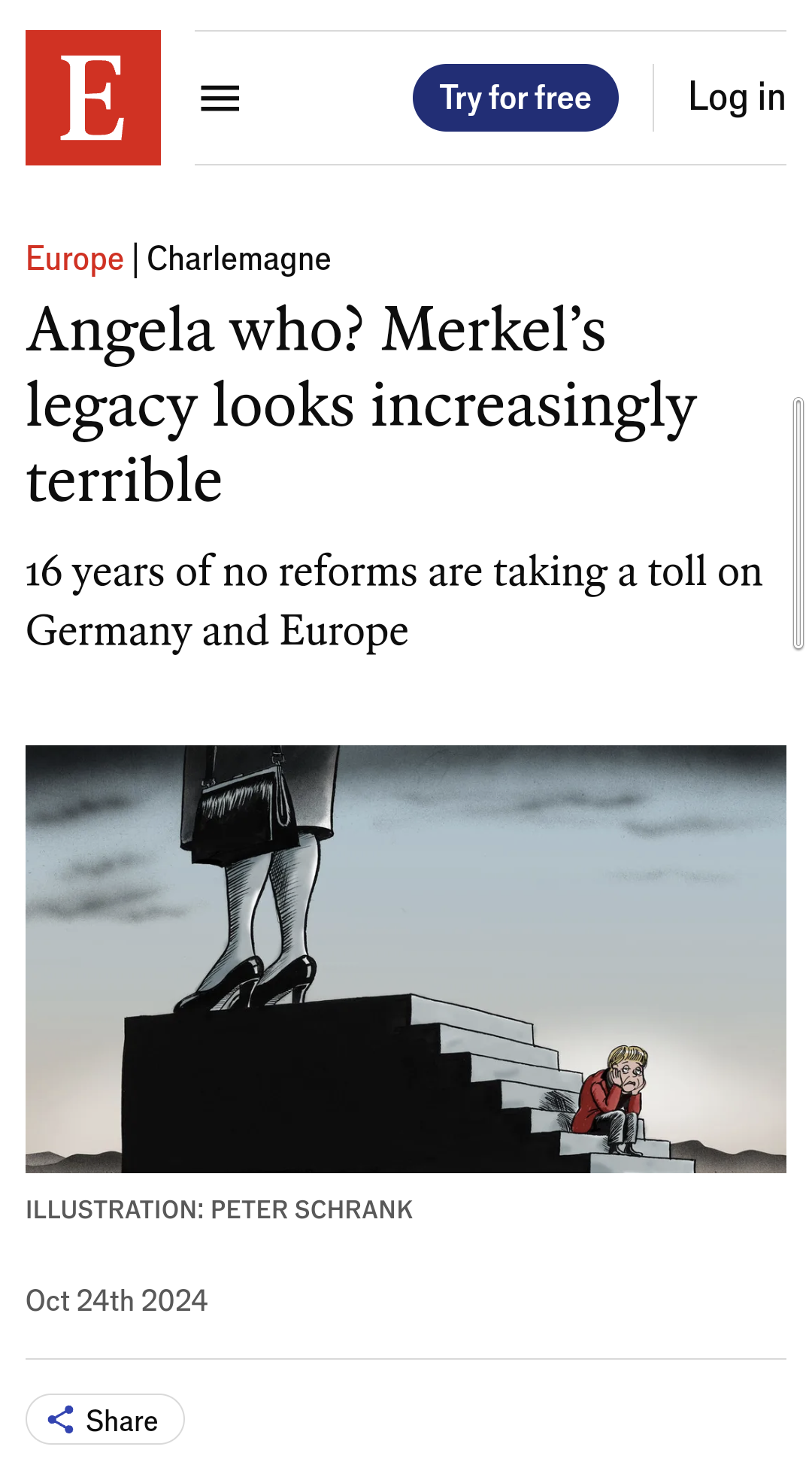 Das Magazin "The Economist" sieht Angela Merkel als Ursache für den ...