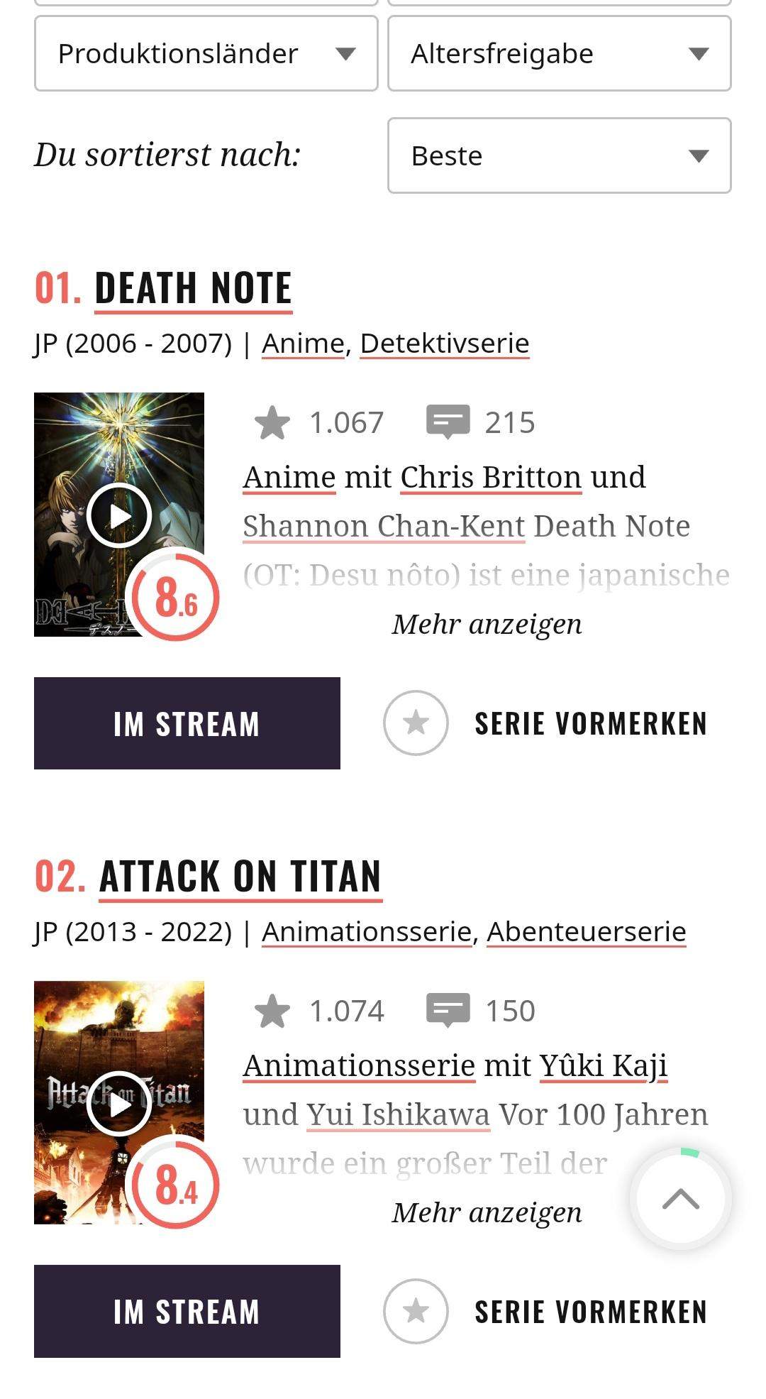 Death Note vs Attack on Titan? (Anime, Serie, Crunchyroll)