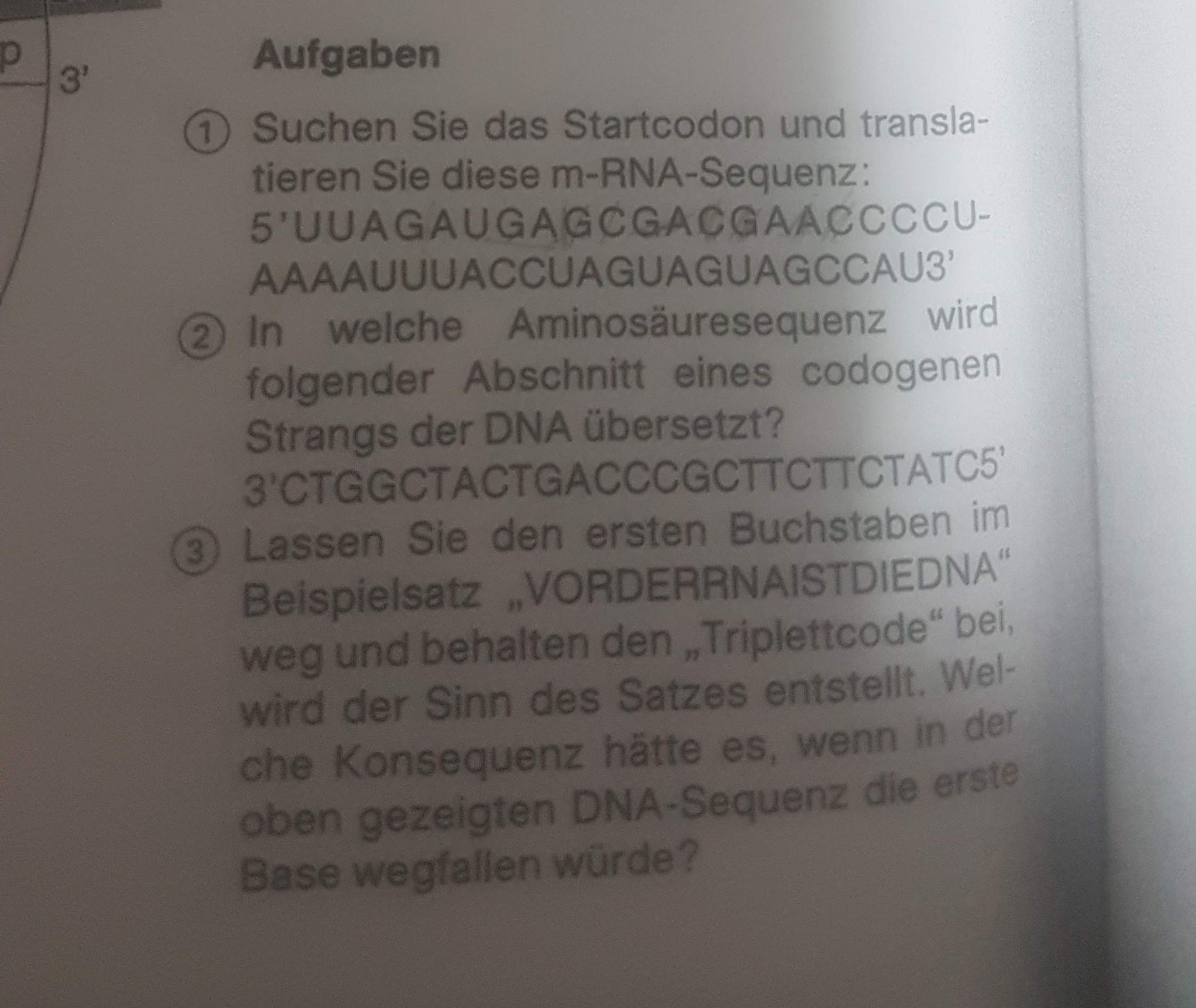 Der GENETISCHE CODE (aufgabe)? (Biologie, Genetik)