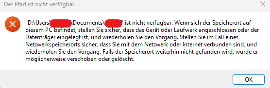 Der Pfad ist nicht verfügbar. Meine Daten sind anscheinend weg. Was tun ...