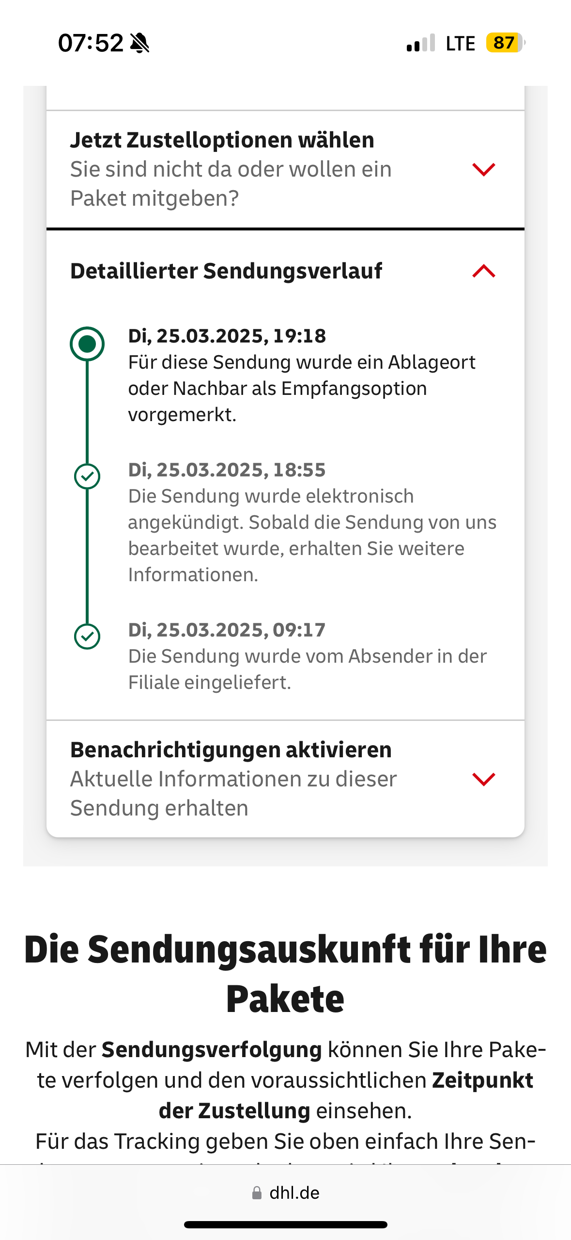 DHL Sendungsstatus? (Lieferung, DHL Paket, Zustellung)