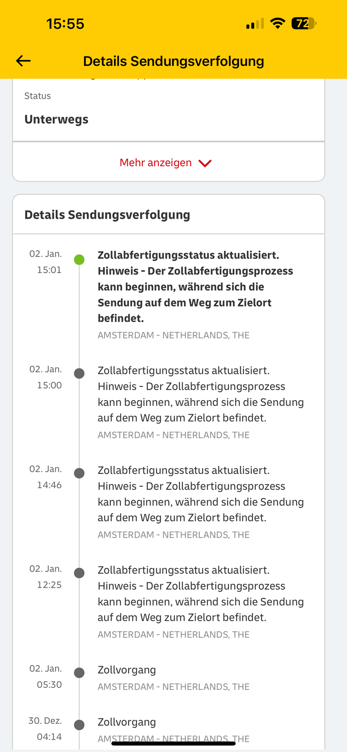 DHL Sendungsstatus Bedeutung? (Zoll, Corsair)