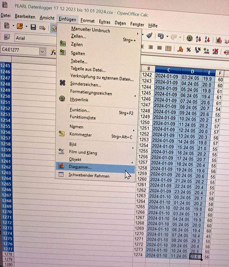 Diagramm (2 Linien) aus CSV Datei erstellen?
