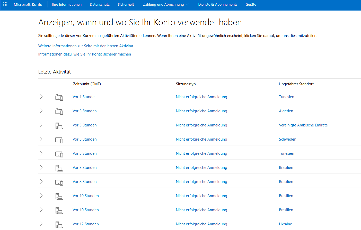Die halbe Welt versucht mein Microsoft Konto zu knacken, was mache ich ...