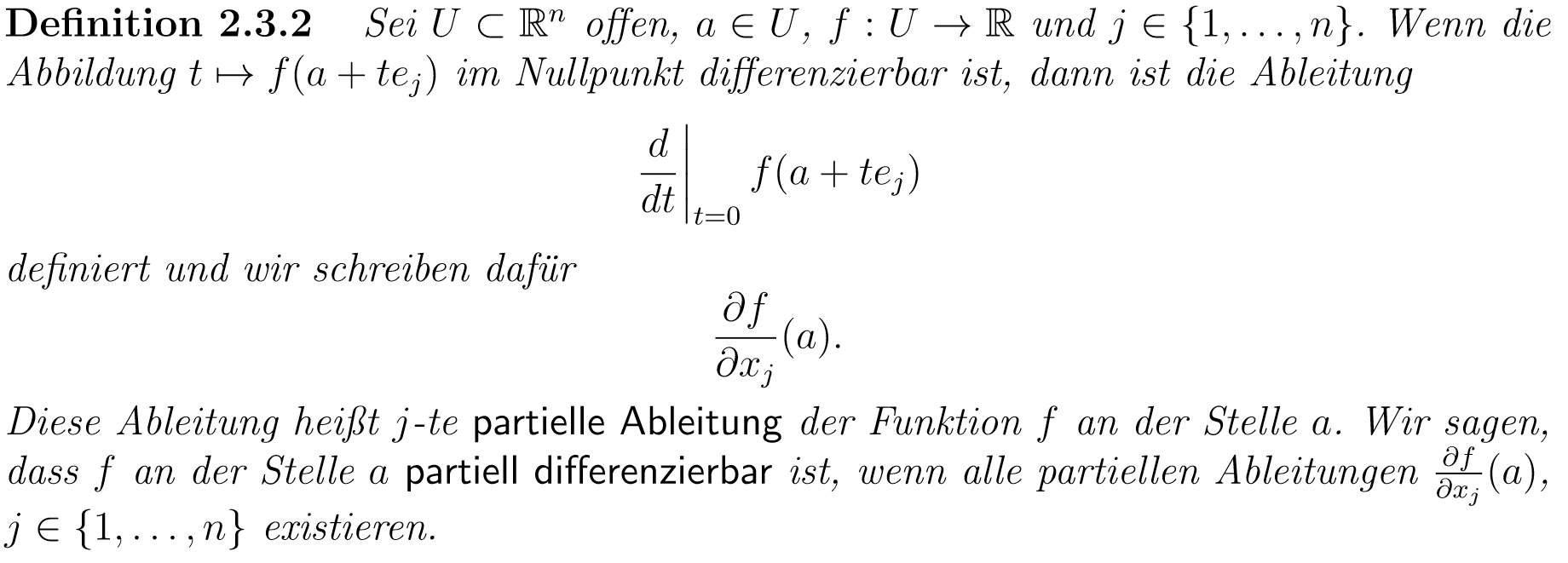Differentialquotient der partiellen Ableitung/verschiedene Definitionen ...