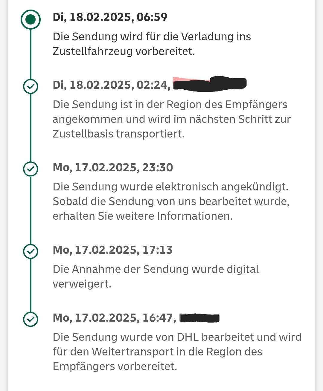 Digitale Annahme verweigert, aber dennoch wurde Paket ins ...