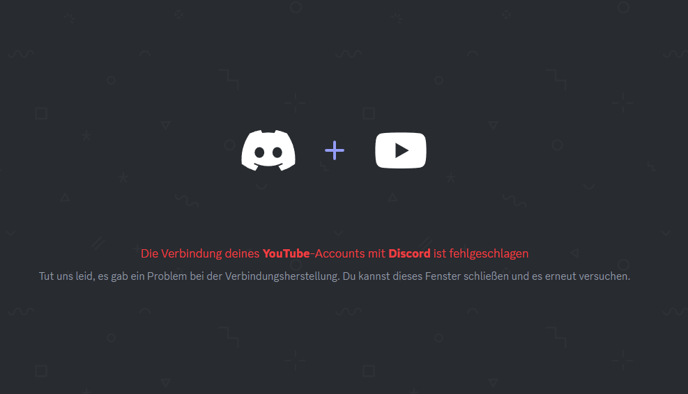 Discord account mit youtube verbinden geht nicht. wieso? (Verknüpfung)