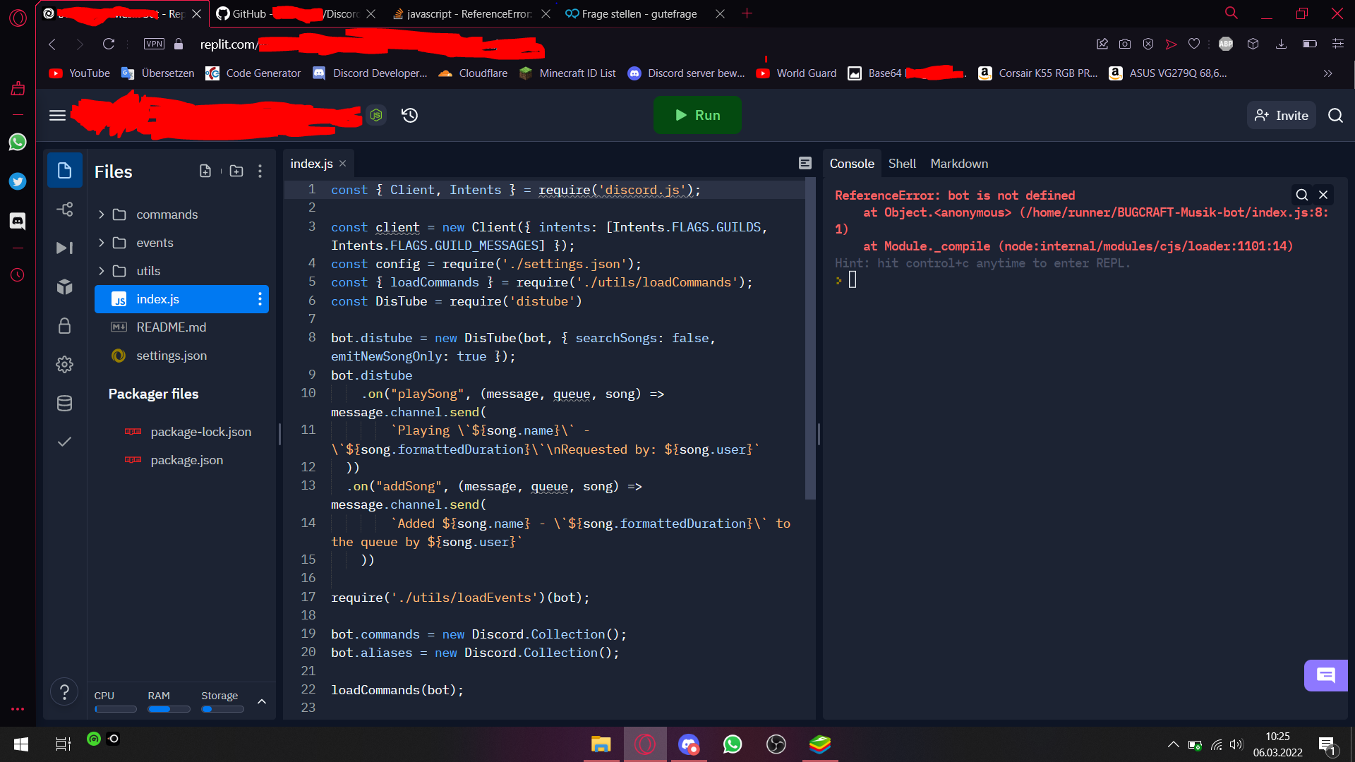Discord Bot Error Referenceerror Bot Is Not Defined At Object Programmieren Error Code