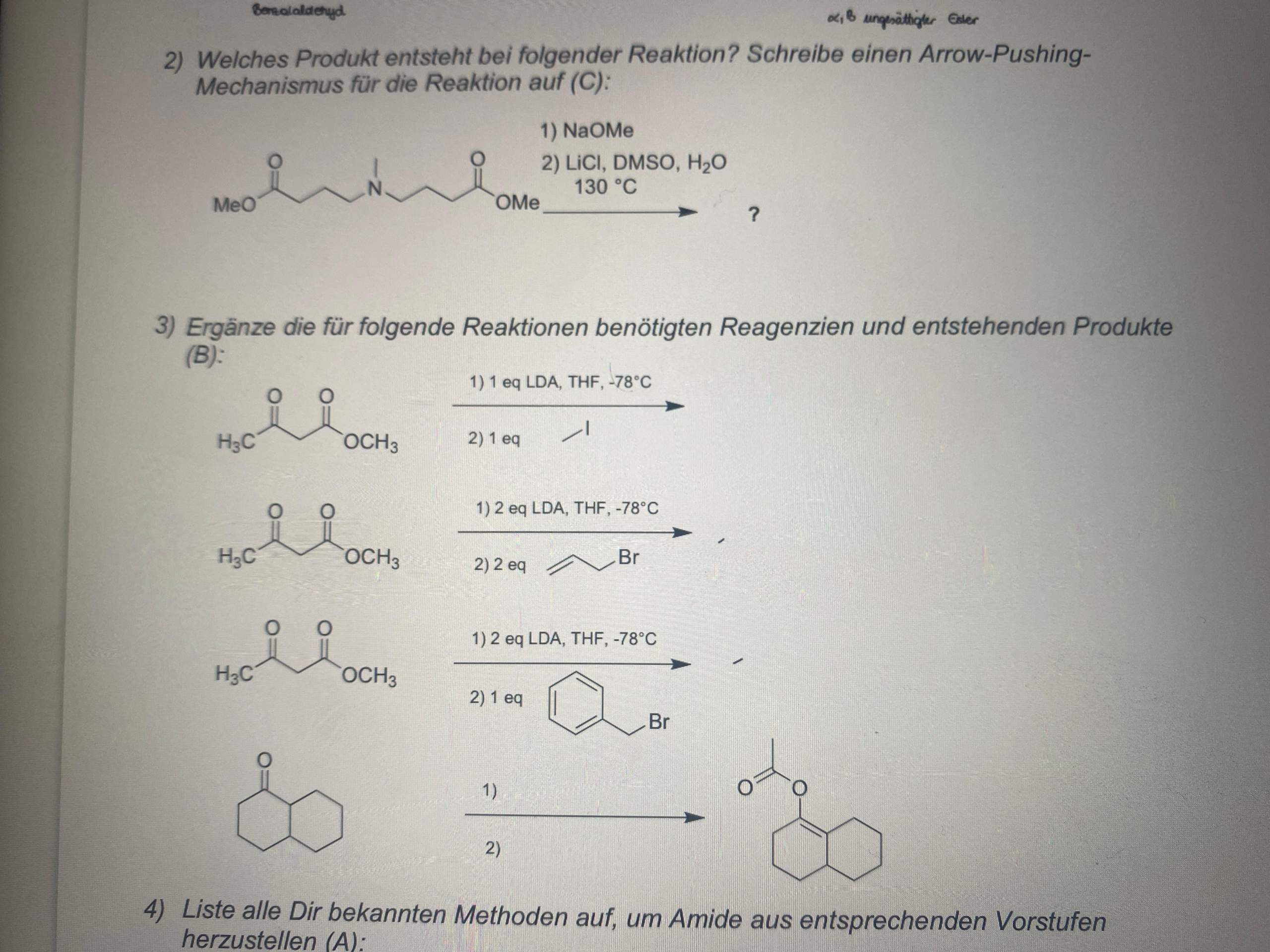 Dringend Hilfe Organische Chemie 2 Uni BA? (Reaktionsgleichung ...