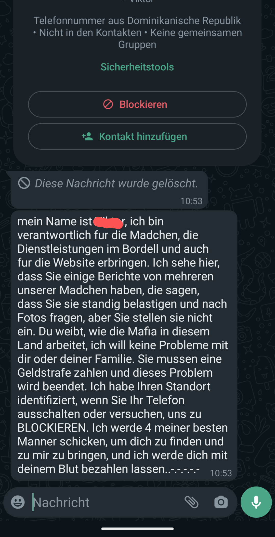 Drohung über WhatsApp? (Sexualität, Drohung im Internet)