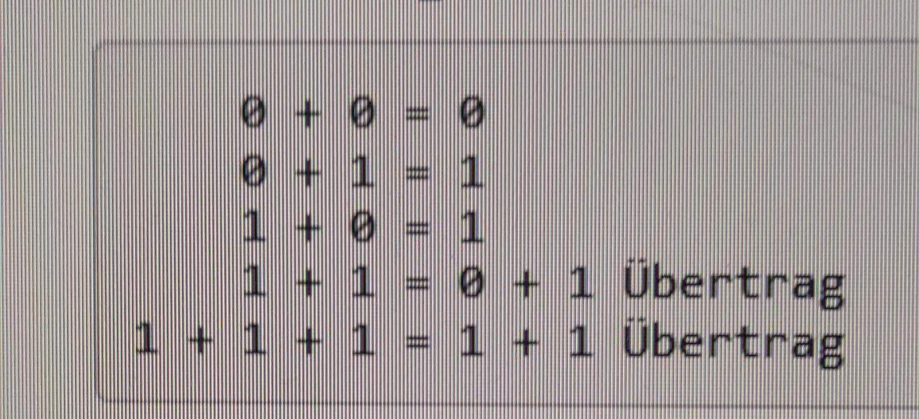 Dualzahlen addieren? (rechnen, Zahlen)