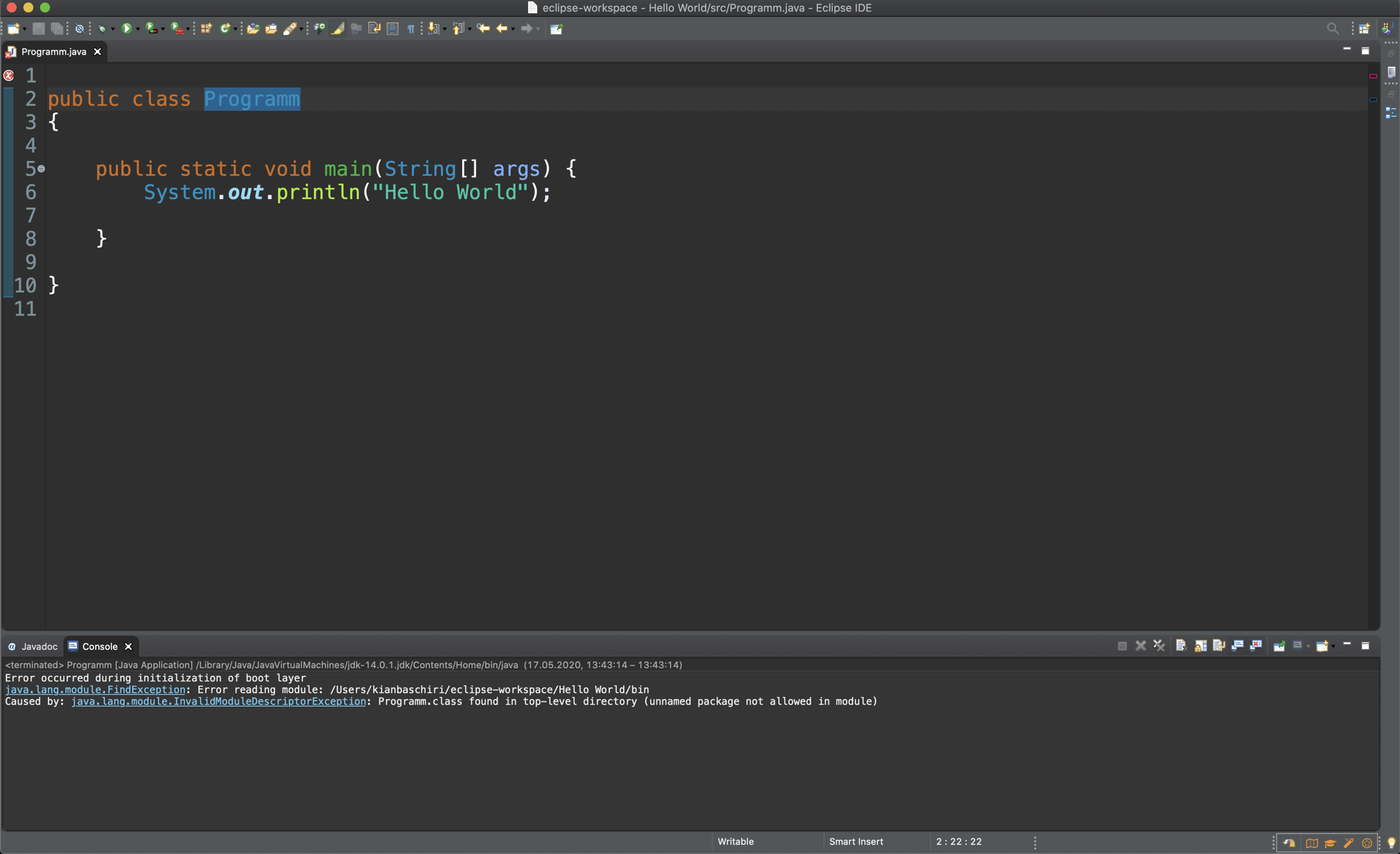 Eclipse Java Helloworld Funktioniert Nicht Computer Programmieren