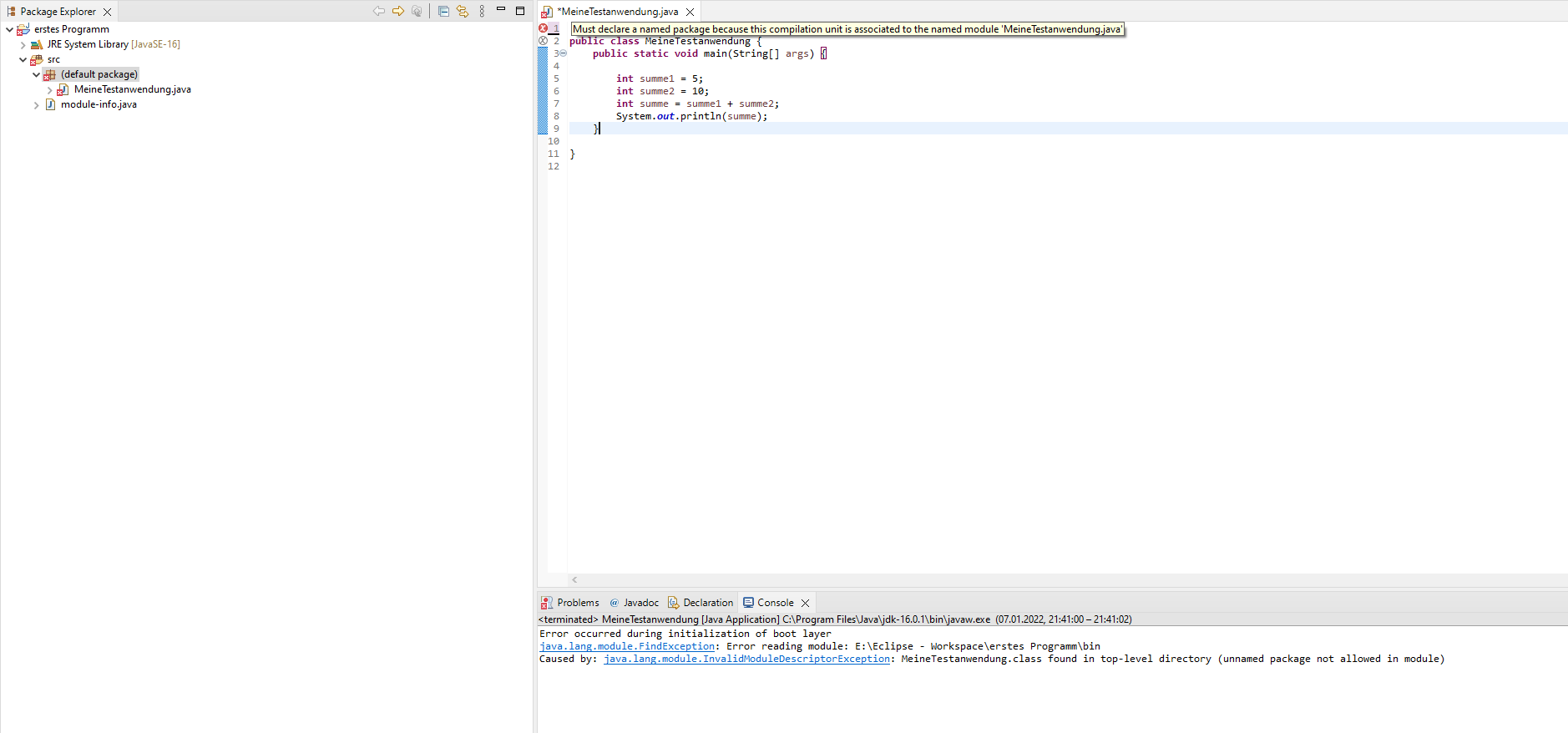 Eclipse: Kann den Fehler nicht beheben? (Computer, programmieren)