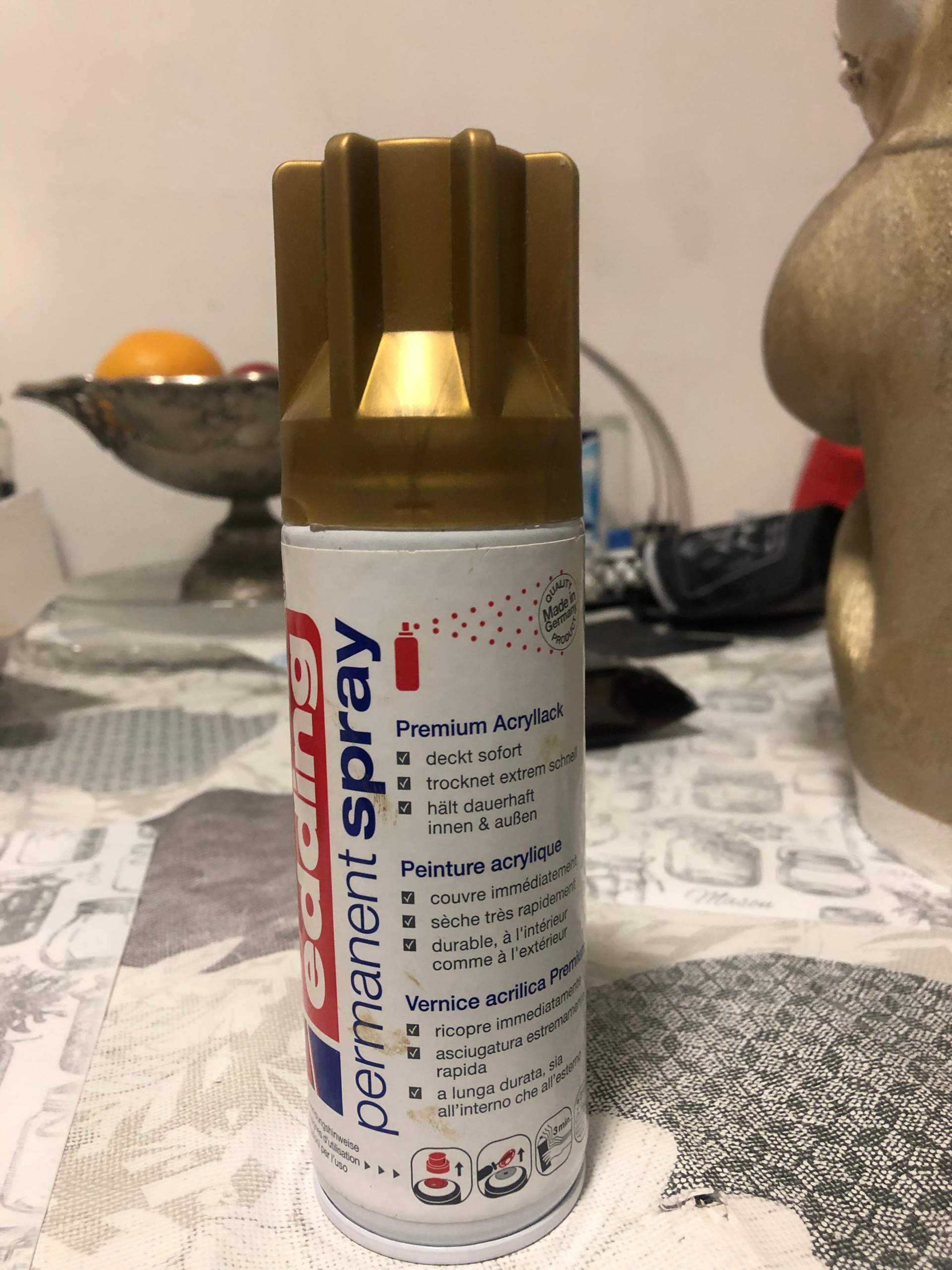 Edding permanent Spray Gold? (Kunst, Farbe, malen)