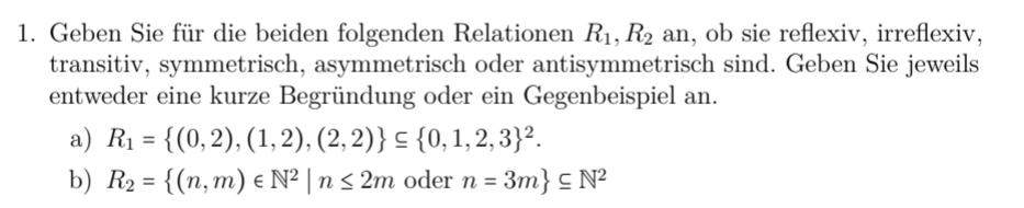 Eigenschaften von Relationen? (Mengenlehre, Relation, diskrete Mathematik)