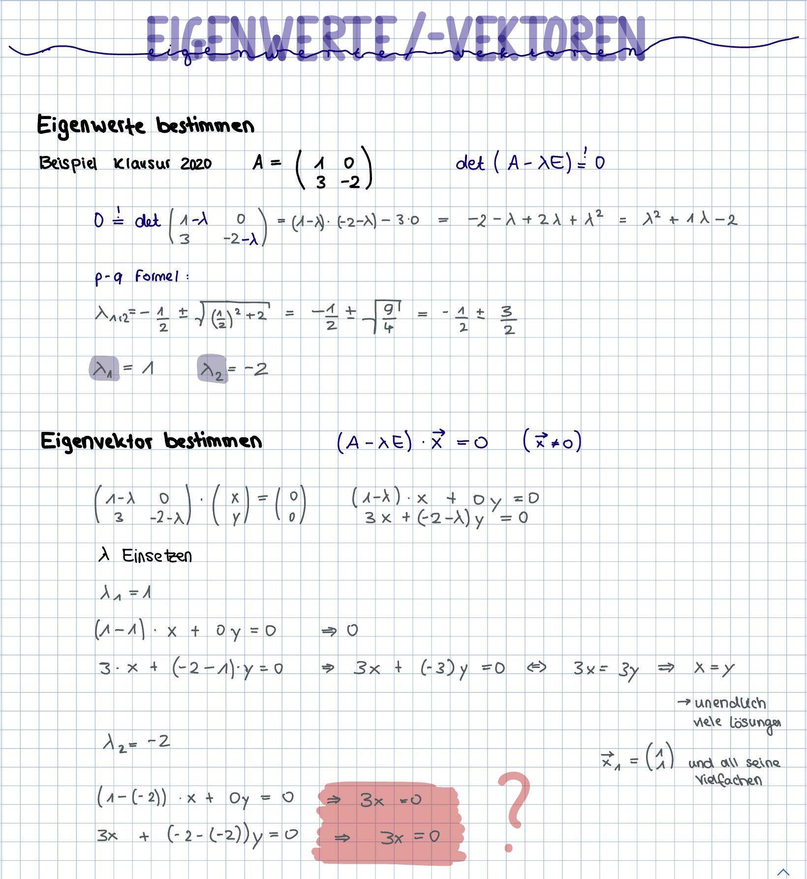 Eigenvektoren berechnen, wenn 3x=0 rauskommt? (Berechnung, Matrix ...