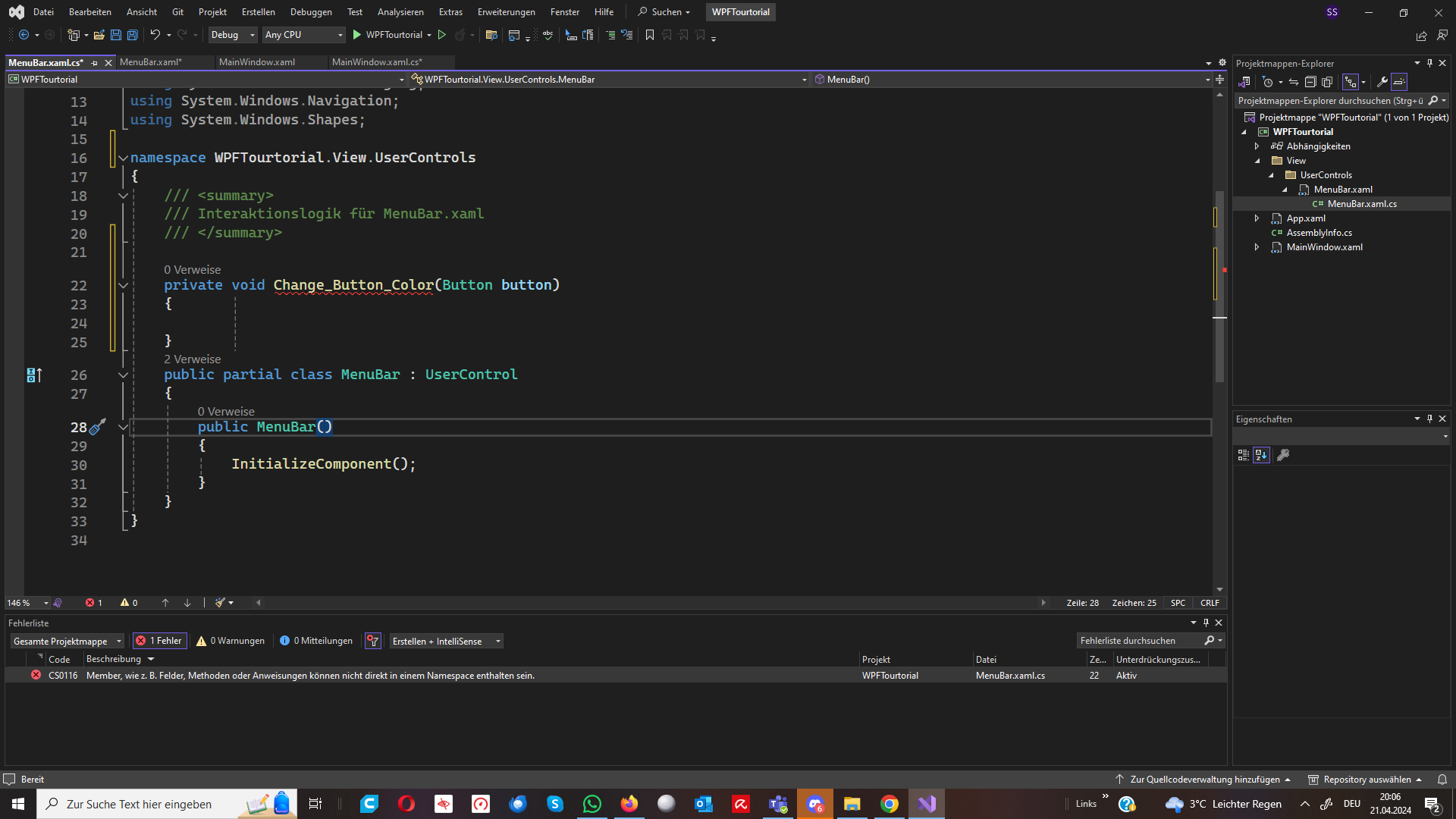 Eine Methode bei WPF hinzfügen? (Programmiersprache, C Sharp, Visual Studio)