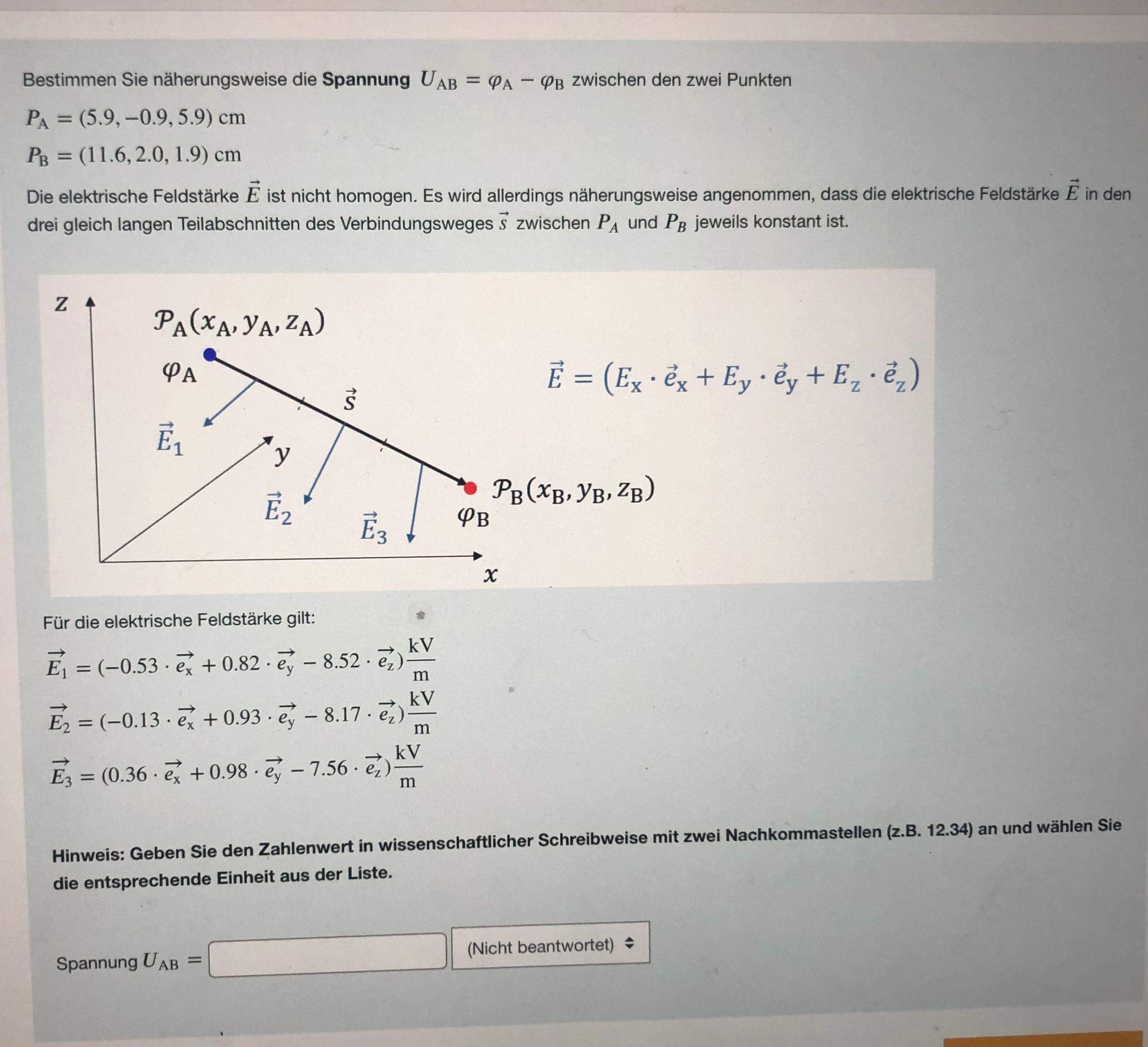 Elektrotechnik Aufgabe Feldstärke? (Mathematik, Physik, Studium)