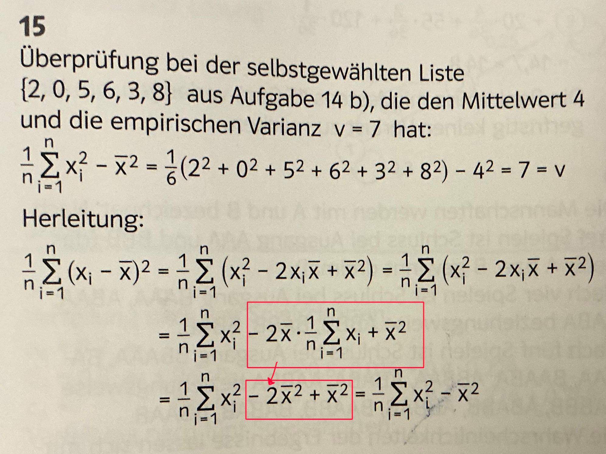 Empirische Varianz Herleitung der Formel? (Mathematik, rechnen, Funktion)