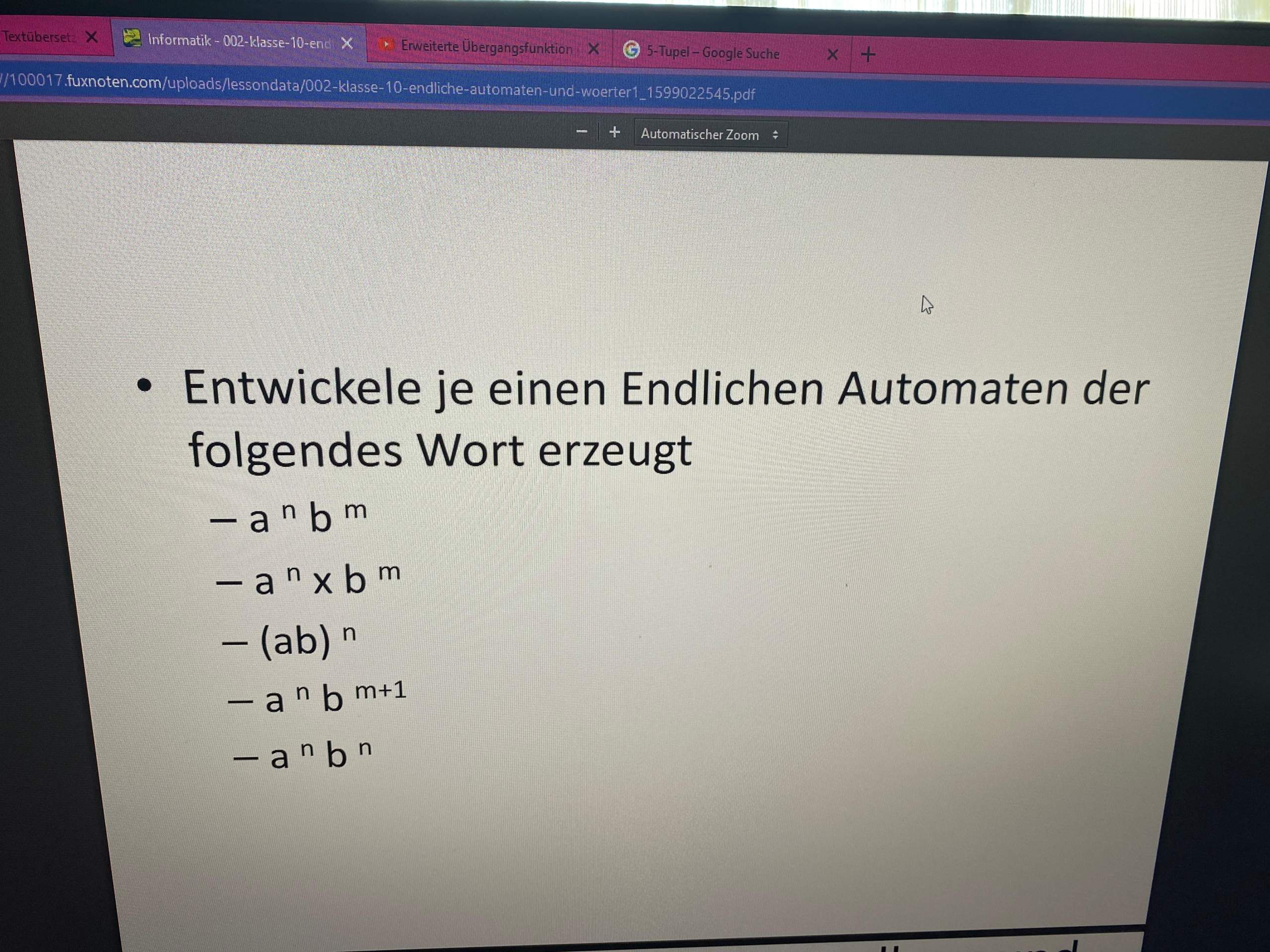 Endlichen Automaten? (Informatik, Automat)