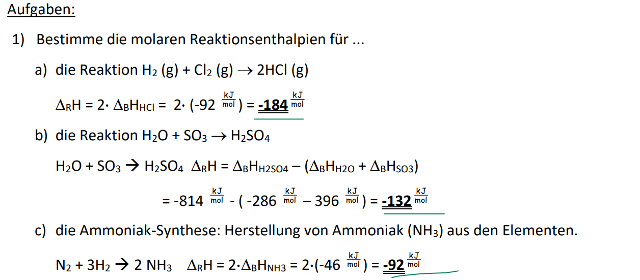 Enthalpie Chemie Einheit? (Schule, Formel, Reaktion)