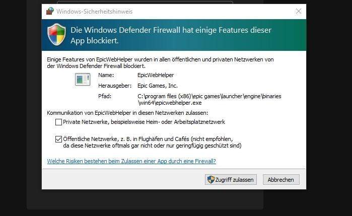 Epic Games Firewall? (PC, Spiele und Gaming)