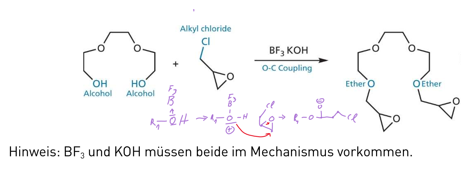 Epoxidringöffnung. Mechanismus mit BF3 und KOH. Wie die beiden ...
