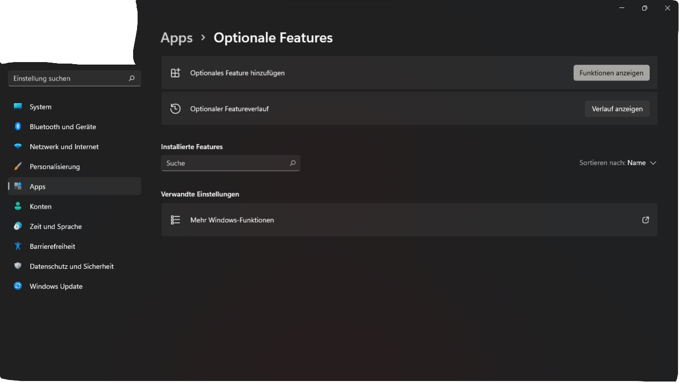 Es gibt keine Optionale Features? (Windows, Microsoft, Windows 11)